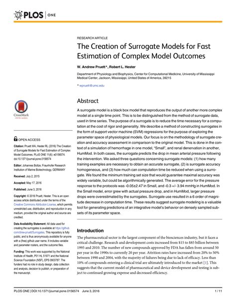 Pdf The Creation Of Surrogate Models For Fast Estimation Of Complex Model Outcomes