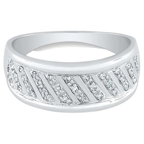 10k White Gold Diagonal Diamond Band Ring For Sale At 1stdibs