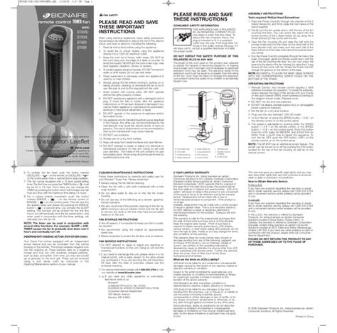 Bionaire Instruction Manual