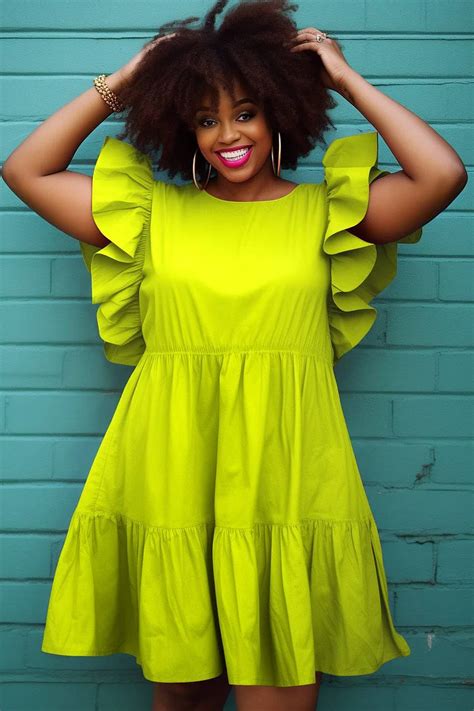 Xpluswear Design Plus Size Vacation Hot Pink Round Neck Flutter Sleeve