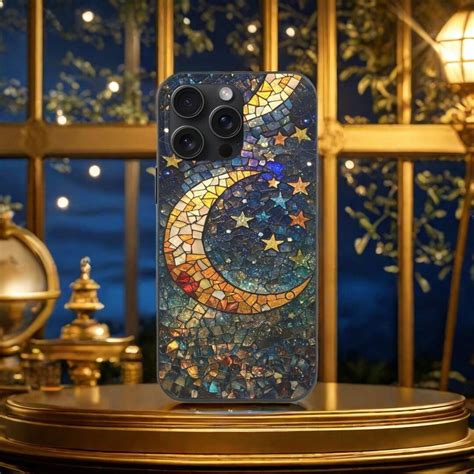 Stained Glass Moon Stars Phone Case Celestial Art Phone Cover Etsy