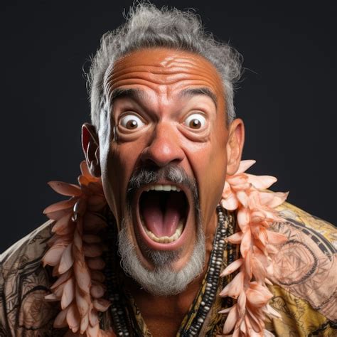 Premium Ai Image Ecstatic Polynesian Man In Striking Studio Headshot