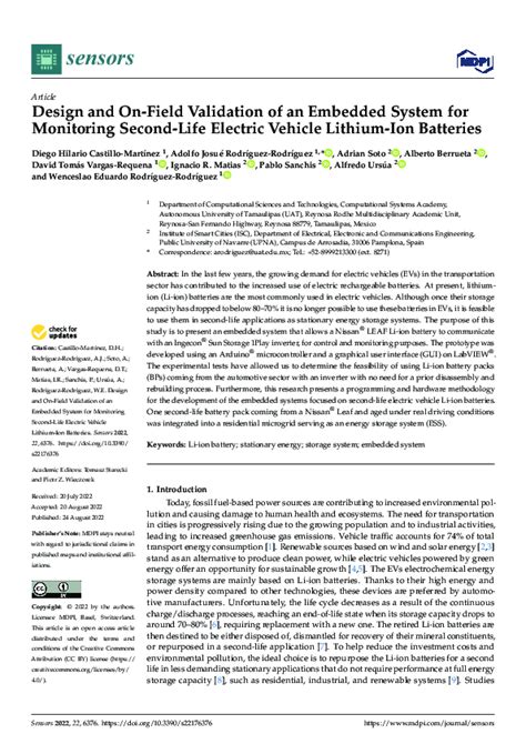 pdf design and on field validation of an embedded system for monitoring second life electric