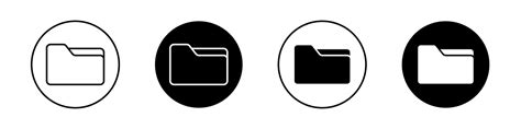 Folder Icon Set Computer Data File Symbol Simple Vector Image