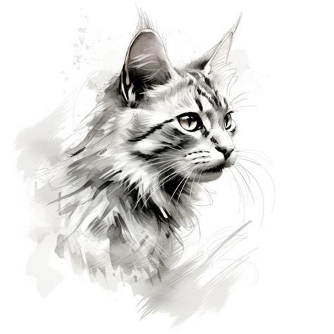 Premium Photo Sable Cat Watercolor Illustration With Zbrush Style