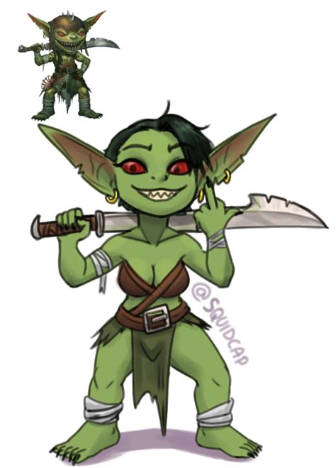 Rule 34 Barefoot Black Nails Cleavage Earrings Goblin Goblin Female