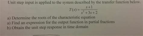 Solved Unit Step Input Is Applied To The System Described By
