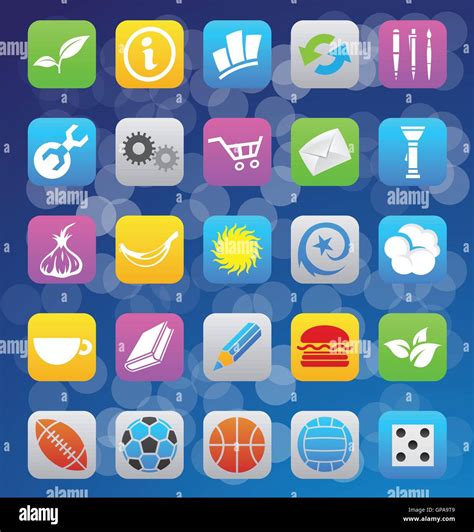 Vector Illustration Of Various Ios Style Mobile App Icons Stock Vector Image Art Alamy