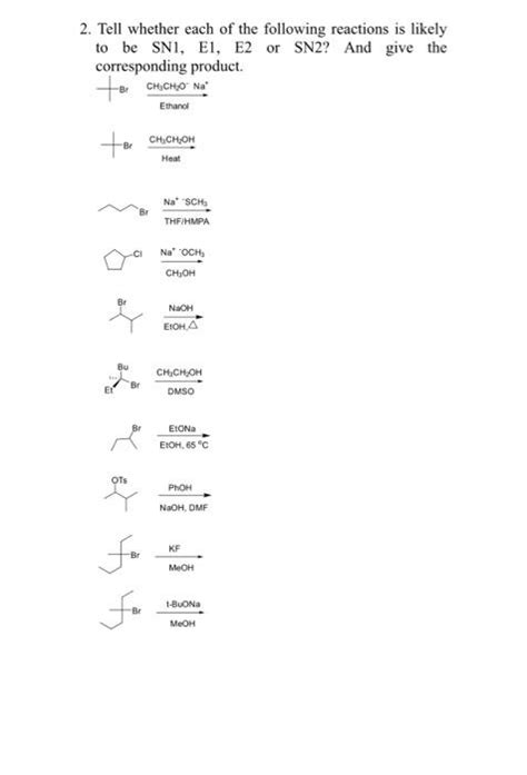 Solved 2 Tell Whether Each Of The Following Reactions Is