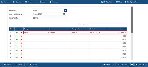Post Dated Cheque Receipt