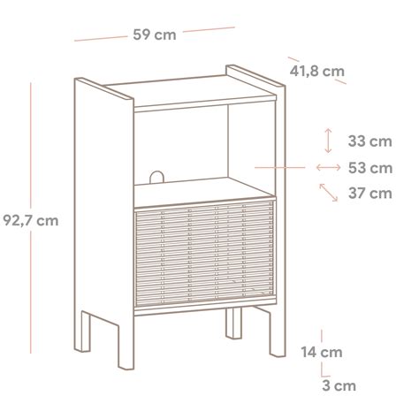 Baster Vinyl Sideboard In Solid Wood 1 Door 59 Cm Naan Furniture