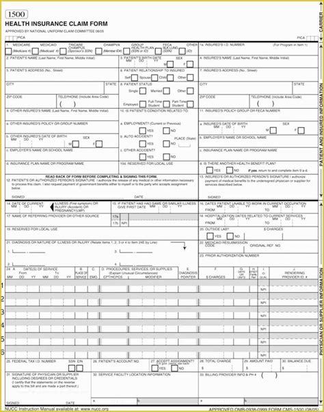 Cms 1500 Form Fillable Template Printable Forms Free Online