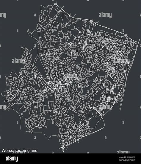 Street Roads Map Of The British City Of Worcester England Stock Vector