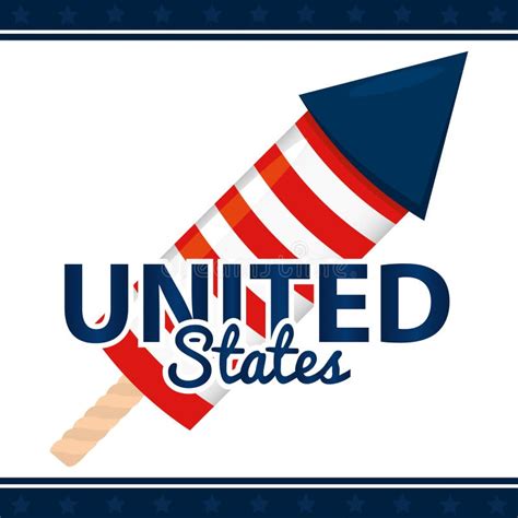 Isolated Firework Rocket With Red Stripes United States Vector Stock