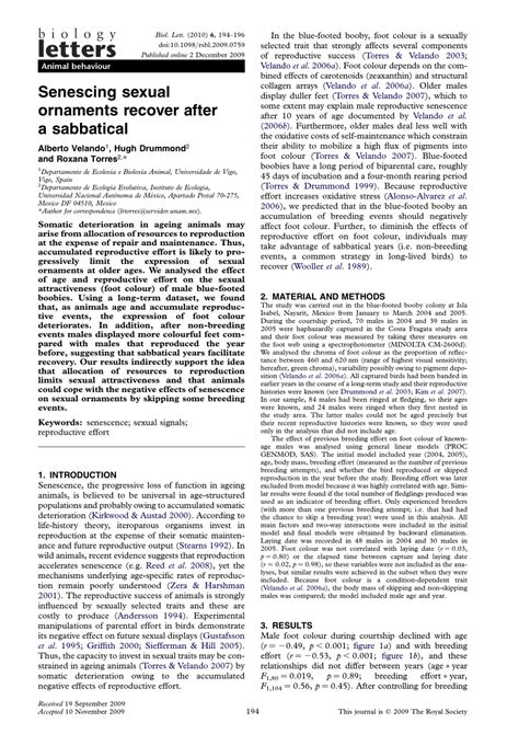 Pdf Senescing Sexual Ornaments Recover After A Sabbatical