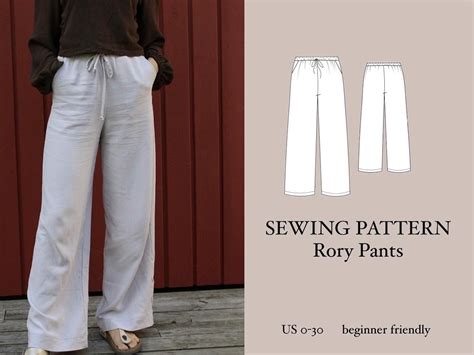 Rory Pants Pdf Sewing Pattern Absolute Beginner Friendly Size