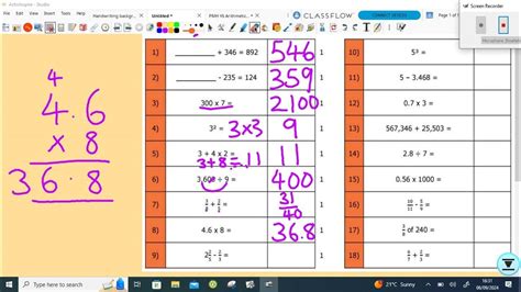 Y6 Arithmetic Homework Part 1 Youtube