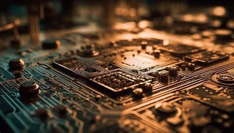 Complexity Of Computer Chip Circuit Board Macro Generated By Ai Stock Illustration