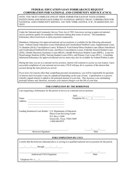 Federal Education Loan Forbearance Request Form Fill Out Sign Online