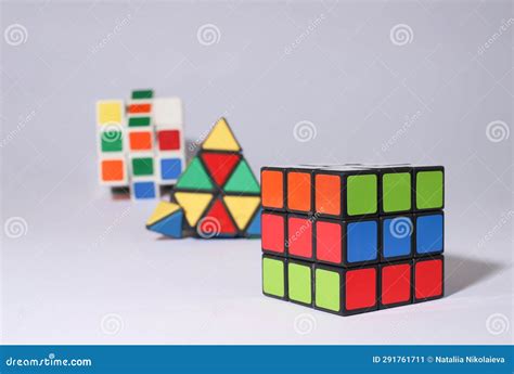 Mechanical Puzzle Rubik S Cube Three Pieces Of Different Sizes And Colors On Stock Image Image