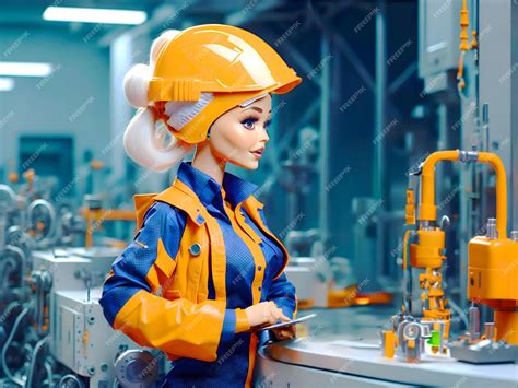 Premium Ai Image Beautiful Doll Worker In Helmet Labour Day Concept