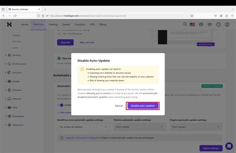 How To Resolve Disabled Automatic Updates Issue When Using Hostinger Rising On The Web