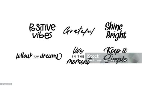 동기 부여 따옴표 긍정적인 분위기 메시지 집합입니다 자신을 사랑하고 감사하고 순간을 살아라 개념에 대한 스톡 벡터 아트 및 기타 이미지 Istock