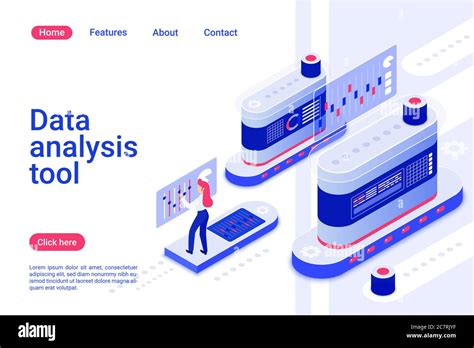 Data Analytics Tool Isometric Landing Page Template Information