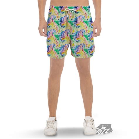 Tie Dye Swirl Colorful Print Pattern Mens Gym Shorts