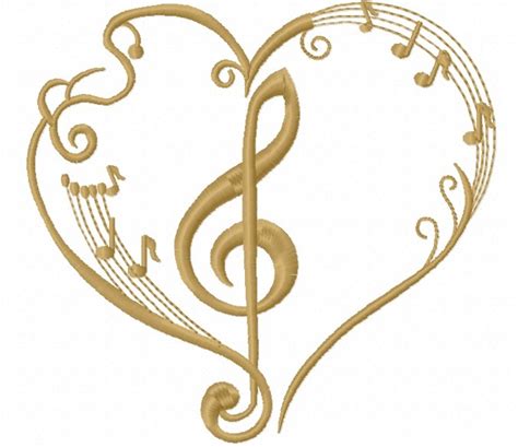 Treble Clef And Heart Music Notes 3 Sizes Products Swak Embroidery