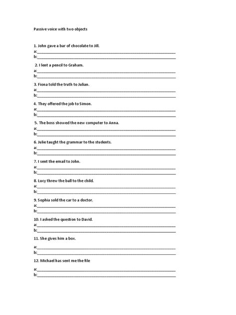 Passive Voice With Two Objects Pdf