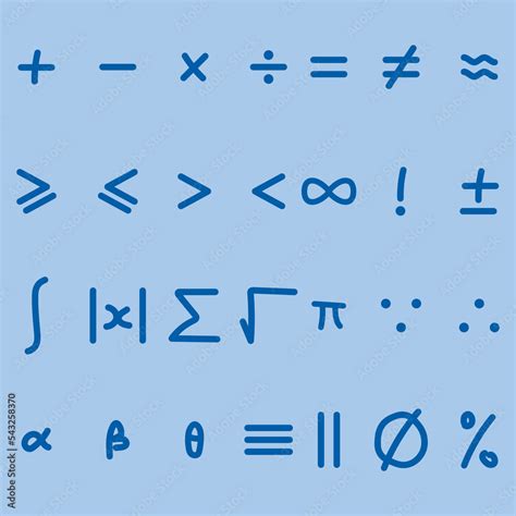 Basic Symbols In Mathematics Math Symbol Handwriting Plus Minus