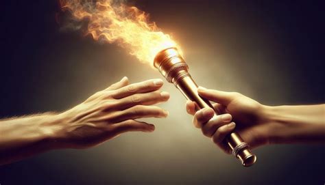 Two Hands Passing A Flaming Torch In A Dark Setting Concept Hope