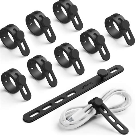 10pack Silicone Cable Ties Cord Organizer Strap Lamicall Reusable