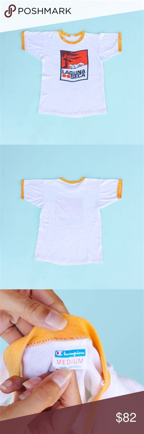 Vintage 70s Laguna Seca Orange Ringer Tee Champion Tops Ringer Tee