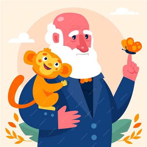 Handgezeichnete Charles Darwing Illustration Kostenlose Vektor