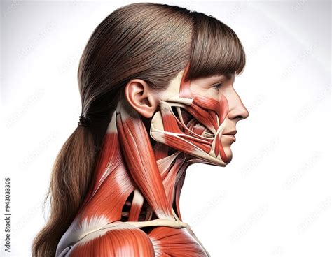 Detailed Anatomical Illustration Human Neck Muscles Showcasing