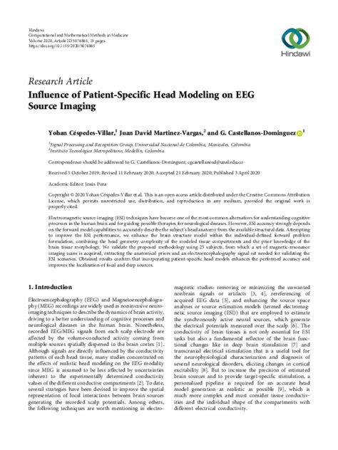 Pdf Influence Of Patient Specific Head Modeling On Eeg Source Imaging