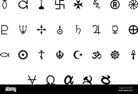 Religious And International Symbol Black Color Set Solid Style Vector Illustration Stock Vector