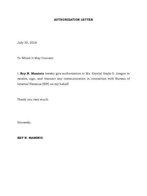 Authorization Letter Pdf