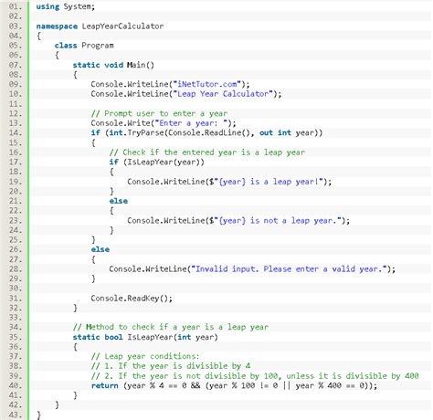 Leap Year Calculator In C