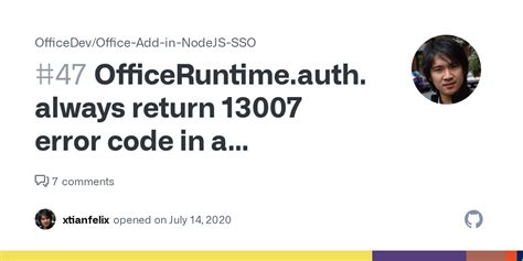 Officeruntimeauthgetaccesstoken Always Return 13007 Error Code In A Particular Tenant