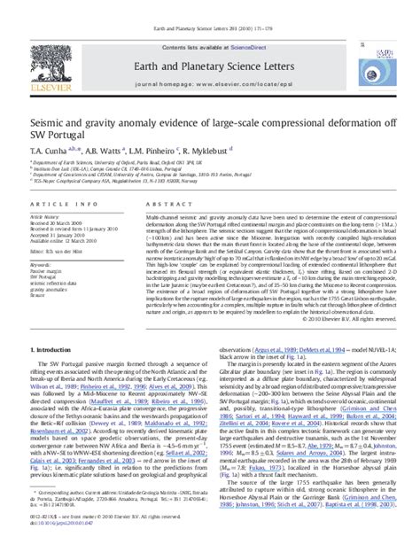 Pdf Seismic And Gravity Anomaly Evidence Of Large Scale Compressional Deformation Off Sw Portugal
