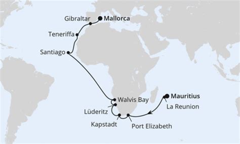 Aidastella Von Mauritius über Südafrika Nach Mallorca 1 Mit Hotel