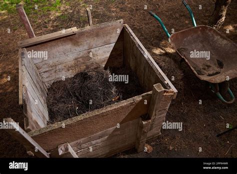 Compost Heap Compost Pit On The Plot Of Land Wooden Box For