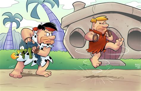 Ryu Ken Masters Fred Flintstone And Barney Rubble Street Fighter And 1 More Drawn By George
