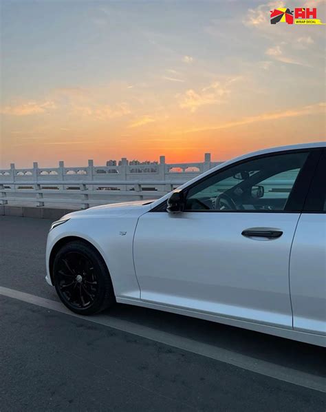 Cadillac Ct5 Dán đổi Màu Trắng Satin Ah Wrap Decal Wrap Đổi Màu Xe Dán Film Cách Nhiệt