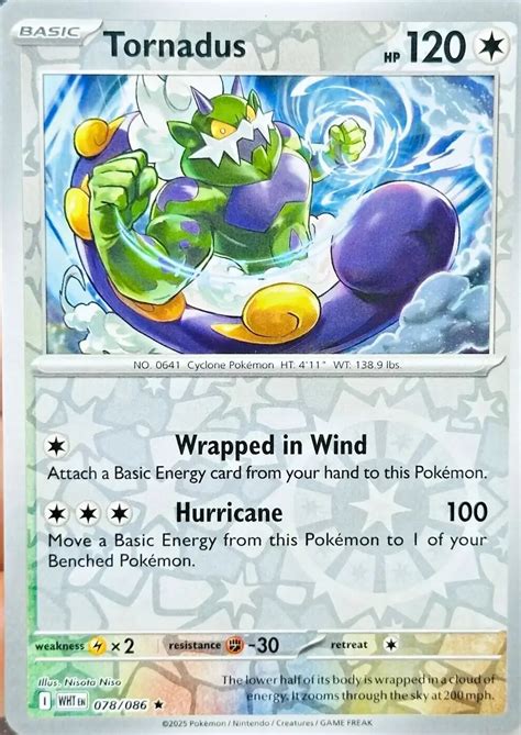 Tornadus Reverse White Flare Whten Pokémon Card 078086