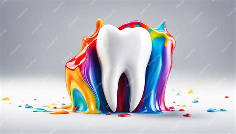 Premium Ai Image Dental Spectrum Colorful Tooth And Splash