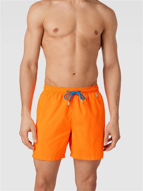 Mc2 Saint Barth Badehose Mit Label Patch Neon Orange Online Kaufen